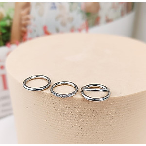 MeiziQL Nose Ring Hoops Gold Surgical Steel Double Hoop Nose Rings 18G Septum rings Cartilage Earrings Conch Helix Rook Hoop Daith Tragus Single Piercing Jewelry for Women Men(18G Gold 8mm)