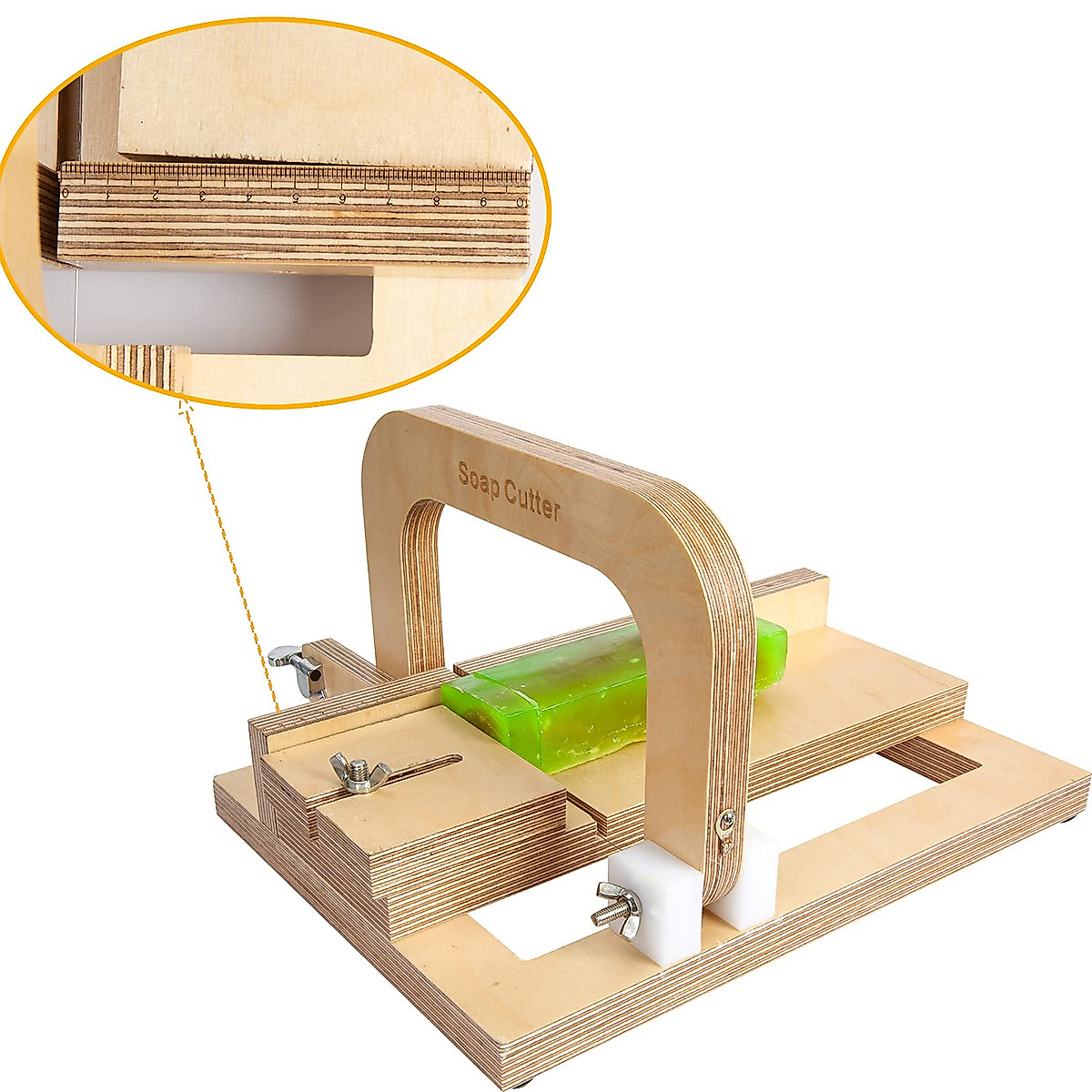 Evinis Wooden Soap Cutter Adjustable Wire Slicer Cutting Tool for Handmade Soap Making Candles Trimming Cheese DIY Cutting Making Tool (Style1) (Z-01)