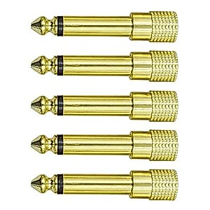 bnafes Audio Adapter [Gold-Plated] 6.35mm (1/4 inch) Male to 3.5mm (1/8 inch) (Mono to Mono) Female Headphone Jack Plug, 5Pack