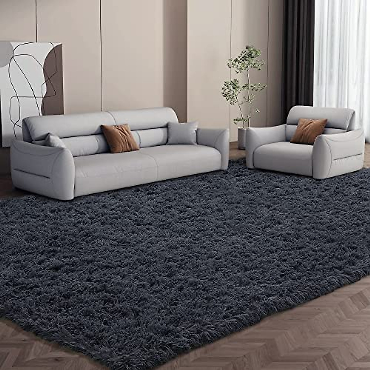 HOMBYS Soft Area Rug for Living Room 8x10 Feet, Fluffy 2.4" Plush Indoor Carpets for Kids Girls Bedroom Nursery, Ultra Large Shaggy Furry Home Decor