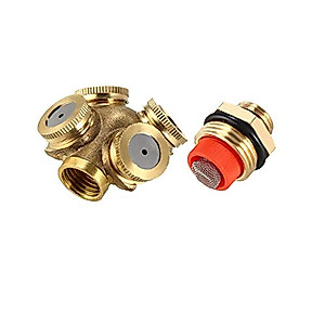 uxcell Misting Spray Nozzle, 1/2BSPF Brass 4 Holes Garden Sprinklers Irrigation Connector Fitting, 2 Pcs (with Adapter and Filter Mesh)