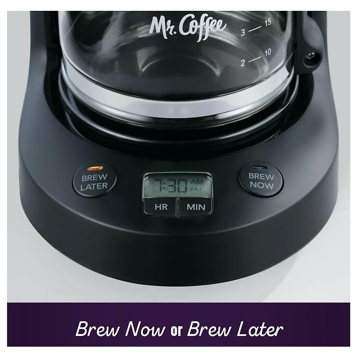 Mr. Coffee 5-Cup Digital Display Programmable Coffee Maker Mini Brew Now or Later Auto Shut Off Arctic Blue