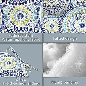 LVTXIII Outdoor All Weather Bistro Seat Cushions, Comfortable Fluffy Tufted Patio Chair Cushions Round 15"x15"x4" Set of 2 for Home Garden Furniture, Delancey Lagoon