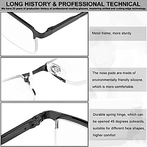 HUYAOPT 2-Pack Blue Light Blocking Reading Glasses Men Women Spring Hinge Computer Reading Glasses Metal Frame (Mixed Color, 1.5