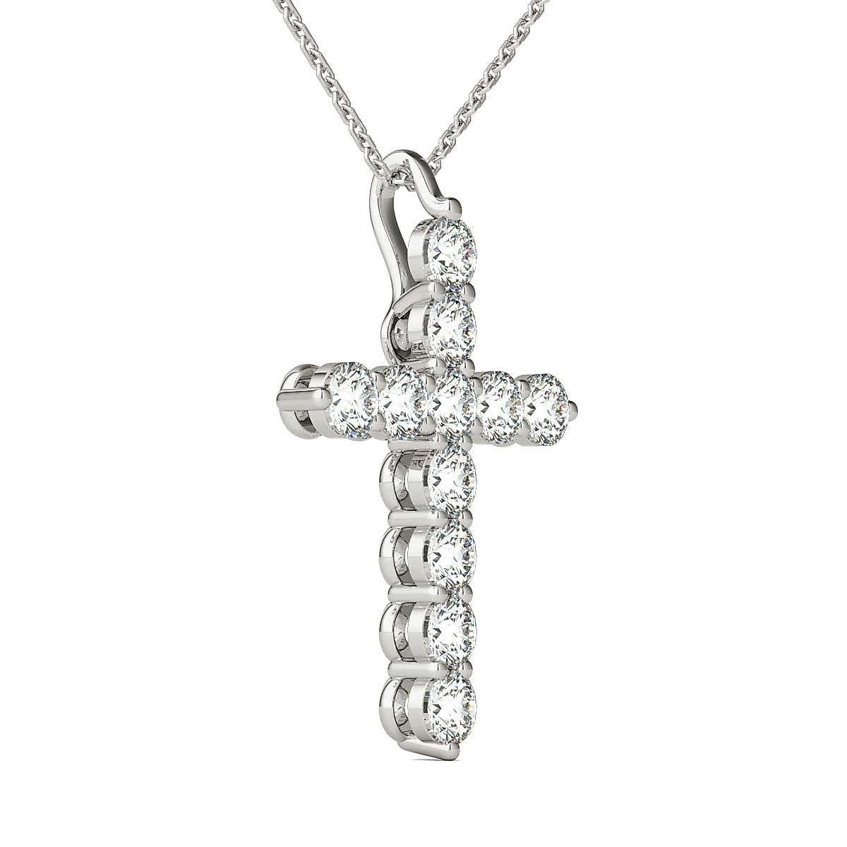 VAARYA Natural Diamonds Cross Pendant AGS Certified 14K Hypoallergenic White Gold 1.00 Ctw. GH/SI2-I1