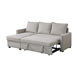 Devion Furniture Andy Sectional Sleeper Sofa Bed, Light Gray