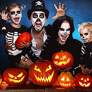 Halloween Pumpkin Carving Kit, Premium Stainless Steel Halloween DIY Decoration Stencils, 2 LED Candles, 13PCS Professional Pumpkin Cutting Supplies Tools with Heavy Duty Knife for Kids & Adults