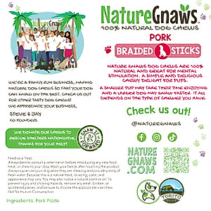 Nature Gnaws Braided Pork Bully Sticks for Dogs 5-6" (20 Count) - Long Lasting for Small and Medium Dogs - Natural Bacon Dog Chew Treats - Rawhide Free