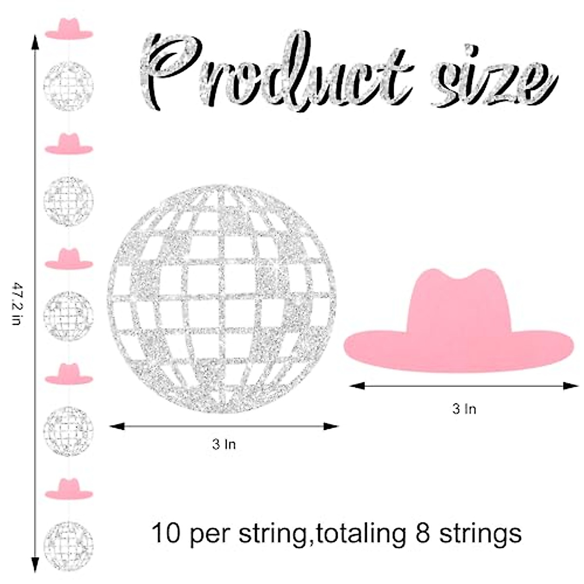 Peryiter 8 Pcs Cowgirl Bachelorette Party Decorations, Disco Ball Western Last Rode Party Hanging for Pink Party and Bridal Cowgirl Wedding Birthday Decor