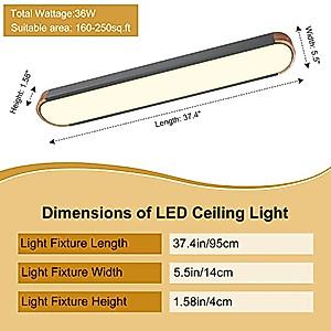 EDISLIVE Dimmable LED Ceiling Light with Remote Control 3000K-6000K Minimalist Modern Wood Flush Mount Ceiling Light Low Profile Light Fixture Grey