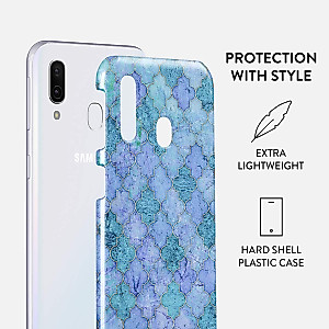 BURGA Phone Case Compatible with Samsung Galaxy A40 - Paradise Valley Turquoise Teal Moroccan Tiles Pattern Mosaic Cute Case for Women Thin Design Durable Hard Plastic Protective Case