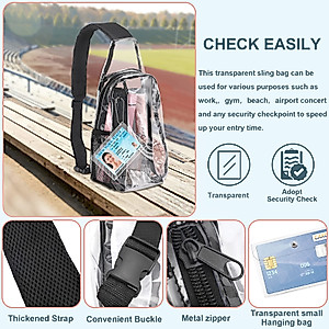 JULMELON Clear Sling Bag, Clear PVC Crossbody Chest Bag Stadium Approved, Backpack with Adjustable Strap for Men Women Hiking, Stadium or Concerts