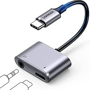 UGREEN USB C to 3.5mm Headphone and Charger Adapter 2 in 1 Type C to Aux Audio Jack with PD 60W Fast Charging Dongle for Stereo Earbuds Compatible with Samsung S23/S22 Note20/10 Pixel 5/4 iPad Pro Air