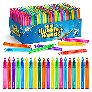 200 Pieces Mini Bubble Wands, Party Favors Assortment Toys for Kids,Themed Birthday, Halloween, Goodie Bags, Carnival Prizes, Wedding, Bubble Maker Outdoor Gifts for Girls & Boys