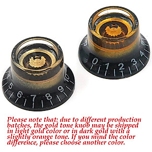 FarBoat 4Pcs Guitar Volume Tone Control Knob UFO Shape for LP Electric Guitar (Black and Gold)