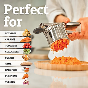 PriorityChef Large 15oz Potato Ricer, Heavy Duty Stainless Steel Potato Masher and Ricer Kitchen Tool, Press and Mash Kitchen Gadget For Perfect Mashed Potatoes - Everytime