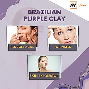 mGanna 100% Natural Brazilian Purple Clay Powder for Face packs, Creams and Soaps and other Cosmetic Formulations 0.5 lbs / 227 gms