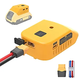 Azocek Multi-Functional USB Charger Adapter & 20V Battery Adapter for Dewalt 20V Battery, with 2 USB Ports & 1 Type-C Fast Charging Ports, with DC XT60 Port for DIY(1-Pack)
