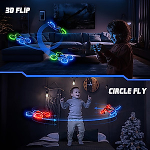 ARMEW Mini Drone for Kids,Beginners,Adults, 2Pack Battle Drone, Small RC Drone Quadcopter with LED Light, 2-In-1 Race and Fly Mode,Altitude Hold,3D Flip,4 Batteries Toy Gift for Boys Girls