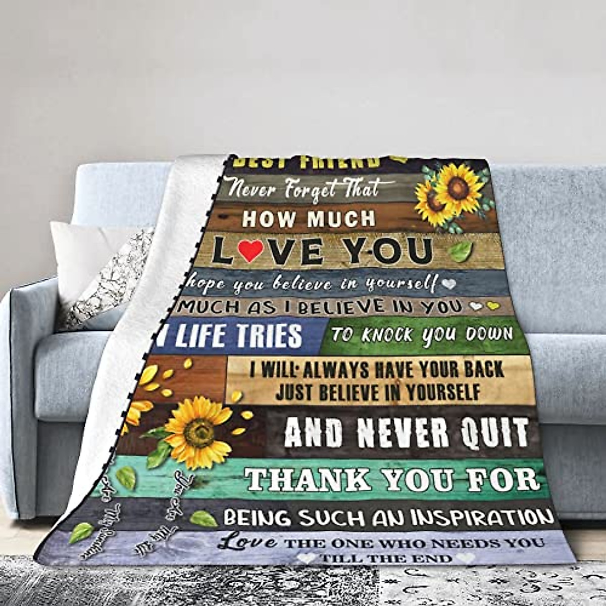 Best Friend Blanket,Best Friend Birthday Gifts for Women,Sunflower Fleece Blanket for Her,Christmas Blanket 50"x60",Best Friend Throw Blanket Friendship Gifts,Bestie Gifts to My Bestie Blanket