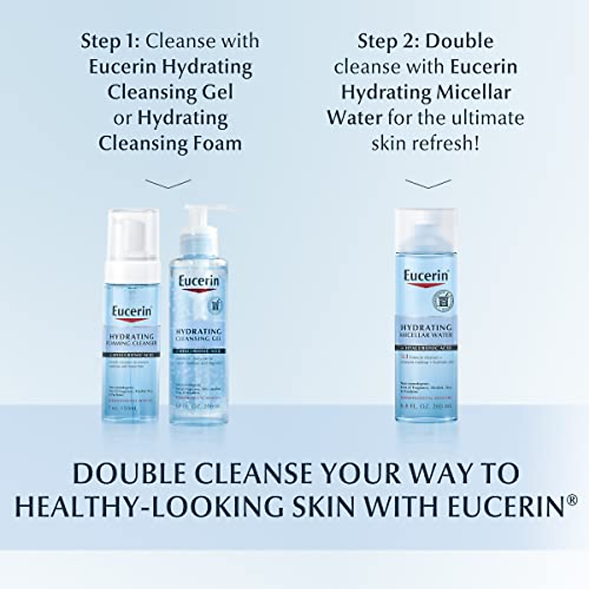 Eucerin Hydrating 3-in-1 Micellar Water, Formulated with Hyaluronic Acid, 6.8 Fl Oz Bottle