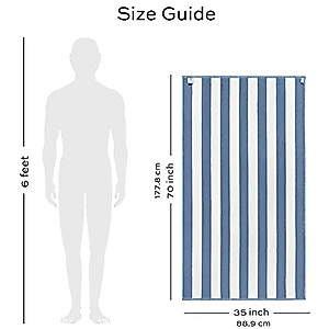 White Classic Beach Towels Oversized Cabana Stripe Cotton Bath Towel Large - Luxury Plush Thick Hotel Swim Pool Towels for Adults Super Absorbent Quick Dry - 35x70 Light Blue [2 Pack]