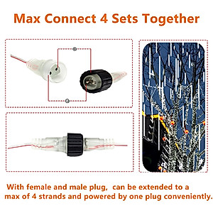 2-Pack Christmas Decorations Lights Outdoor, Total 384LED Meteor Shower Lights Rain Drop Lights 30cm 16 Tubes Indoor Outdoor Snow Cascading String Lights for Xmas Tree Roof Party Garden (Cool White)