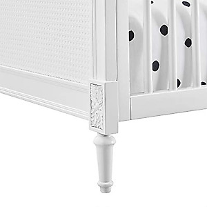 Delta Children Madeline 4-in-1 Convertible Crib - Woven Cane Mesh Panels, Includes Conversion Rails, Greenguard Gold Certified, Bianca White