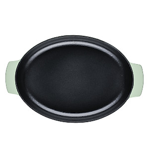 KitchenAid Enameled Cast Iron Au Gratin Oval Roasting Pan, 2.5 Quart, Pistachio