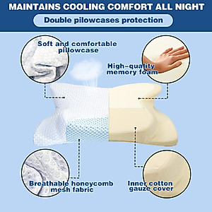 MIETA Cervical Memory Foam Pillow, Neck Pillows for Pain Relief Sleeping, Ergonomic Orthopedic Sleeping Neck Contoured Support Pillow for Side,Back, Stomach Sleepers…