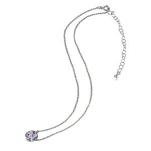 B. BRILLIANT Purple Necklace for Women Solitaire Bezel Genuine Amethyst Gemstone Sterling Silver Chokers Bridesmaids Fashion Stacking Trendy Birthday