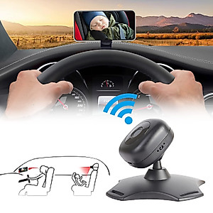 Baby Car Mirror, WIFI Wireless Baby Car Camera, Baby mirror for car, HD 1280P Camera Rear Facing Car Seat Mirrors, Safety Car Seat Mirror for Rear Facing Toddler Infant Child with Night Vision - Black