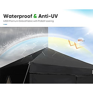 Quictent Privacy 8x8 Pop up Canopy Tent with Sidewalls and Roll-up Ventilated Windows, One Person Setup, Ez Outdoor Commercial Gazebo Shelter Enclosed Waterproof, Bonus 4 Sandbags (Black)