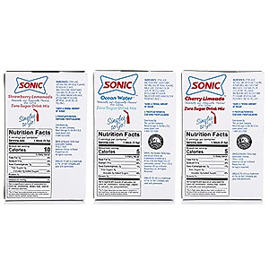 Sonic Singles to Go Variety Pack of 6-2 Boxes Each - Cherry Limeade, Strawberry Lemonade and Ocean Water - Bundle with Ballard Products Hard Candy Recipe Card