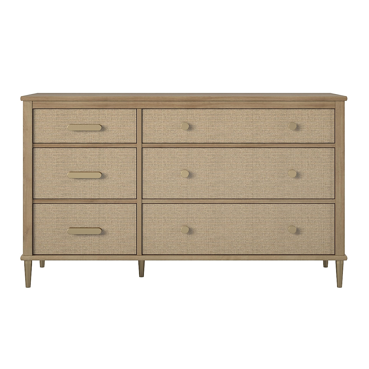 Little Seeds Shiloh Convertible 6 Drawer Dresser, Natural and Faux Rattan