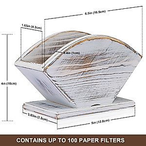 ANBOXIT Coffee Filter Holder, Farmhouse White Pine Wood Coffee Filter Holder Storage Container for Hario V60, Melitta Cone Filters