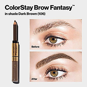 Eyebrow Gel & Pencil by Revlon, ColorStay Brow Fantasy 2-in-1 Eye Makeup, Longwearing with Precision Tip, 106 Dark Brown, 0.04 Oz