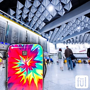 FUL Tie-Dye Swirl Carry-On Rolling Suitcase, Hardside Travel Luggage with Spinner Wheels, 22 Inches, Rainbow
