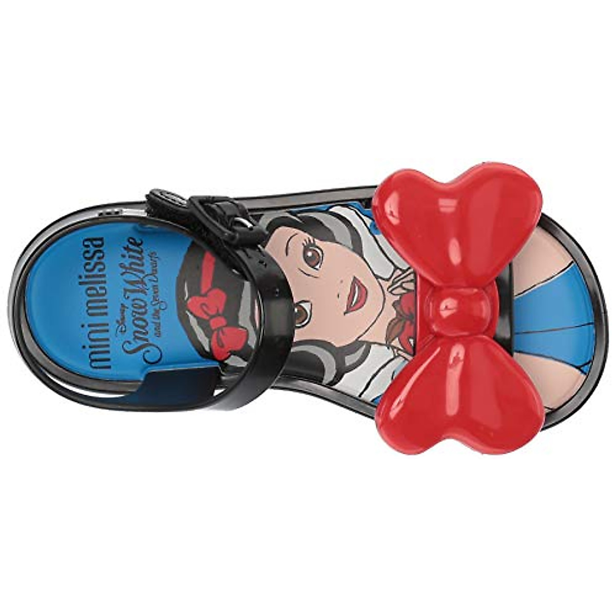 Mini Melissa Baby-Girl's Mini MAR Sandal + Snow White Slipper, BLK Glossy, 7 Medium US Toddler