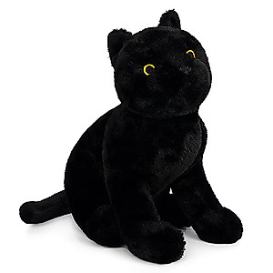Hagusahuo Black Cat Plush Cat Stuffed Animal Toy, Soft Black Cat Stuffed Animal Pillow, Cute Cat Plushie Stuffed Doll Toy for Kids Boys Girls