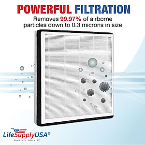 LifeSupplyUSA 3-in-1 True HEPA Air Cleaner Replacement Filter Compatible with Surround Air MT-8500SF Air Cleaner