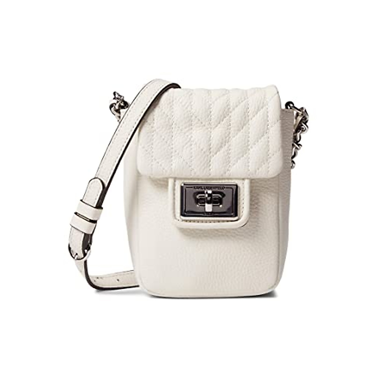 Karl Lagerfeld Paris Everyday Casual Agyness Crossbody, WNTR WHT/SILVR