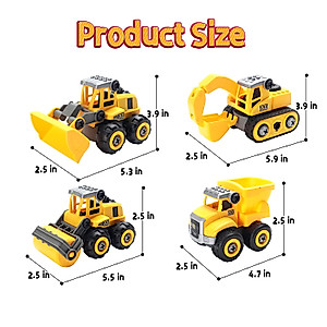 YIDESTARS Play Construction Sand Kit,2.2lbs Magic Sand W/4 Large Take Apart Construction Trucks,1 Sandbox,8 Worker Figures and Road Signs,8 Molds,Toys for 2-8 Years Old Boys Girls