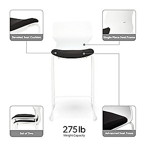 HON Basyx Contempo Guest Stool, 2 Pack, White/Black
