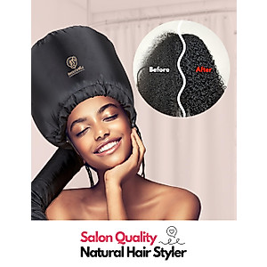 BEAUT'E SEOUL Bonnet Hair Dryer Attachment – Large Soft Hood for Handheld Blow Dryers, Deep Conditioning Cap for Natural Curly Hair, Quick Drying & Hair Treatment