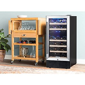 15 Inch Wine Cooler Refrigerators, 28 Bottle Fast Cooling Low Noise and No Fog Wine Fridge with Professional Compressor Stainless Steel, Digital Temperature Control Screen Built-in or Freestanding
