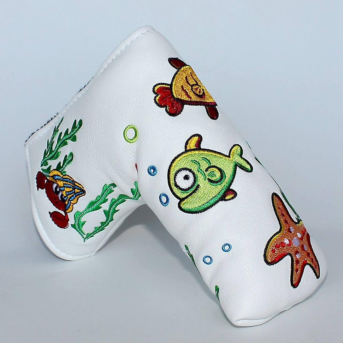 Craftsman Golf Ocean World Fish Crab Seaweed White Blade Putter Cover Headcover Magnetic Closure for Scotty Cameron Taylormade Odyssey Blade Etc.