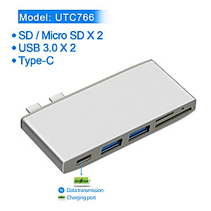 GreenByte USB Type C hubs adapter with micro sd tf slot support Charging 2 port usb 3.0 for macbook pro air mac os