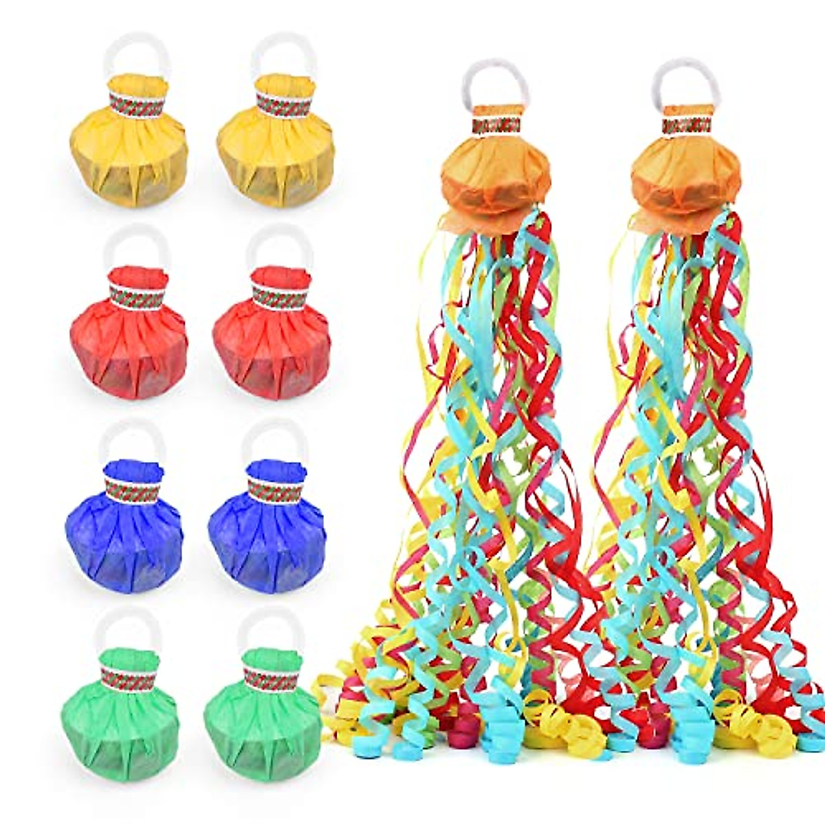 10Pack Streamers Poppers, Multi-Color No Mess Paper Crackers, Hand Throw Confetti Streamer for Birthday Wedding Party Celebrations, Colorful