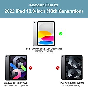 BAMCOO for iPad 10th Generation Case with Keyboard 10.9 2022, Keyboard Case for iPad with Detachable Wireless Keyboard, Rechargeable Keyboard Case with Pencil Holder for iPad 10th (Blue)